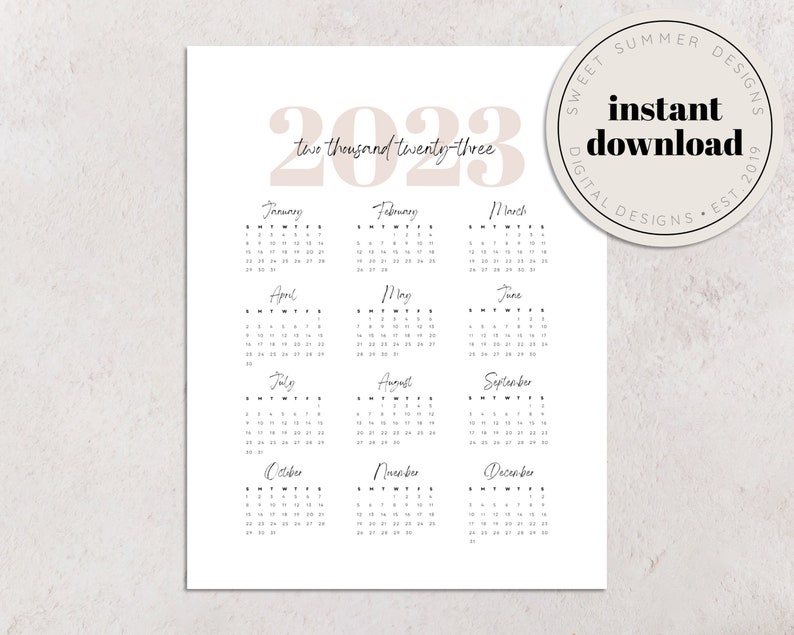2023 Year Calendar Printable, Blank Yearly Planner Printable, Blank ...
