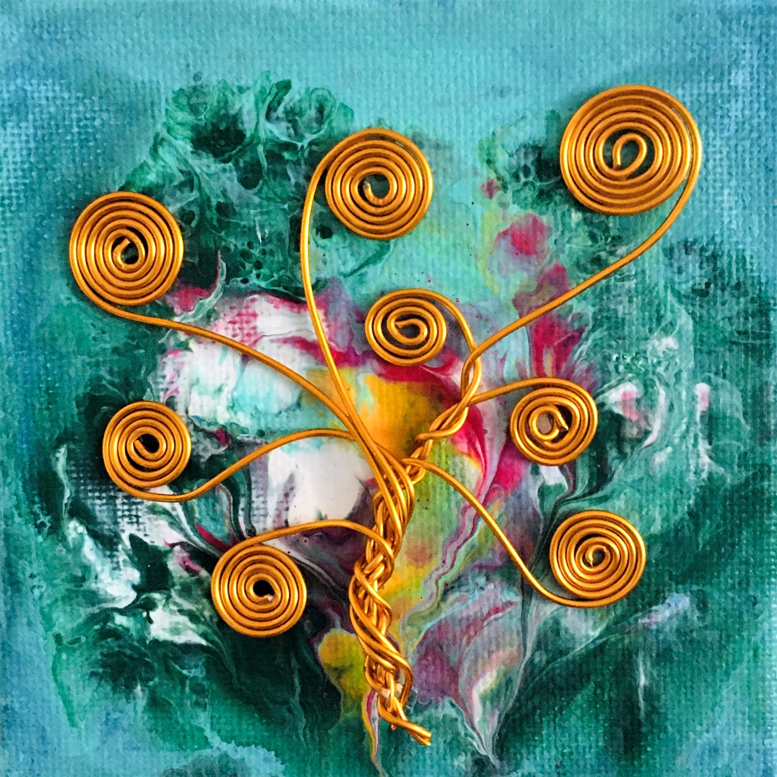 Original Fluid Abstract & Wire Art Mini Canvas Duo Set - Etsy