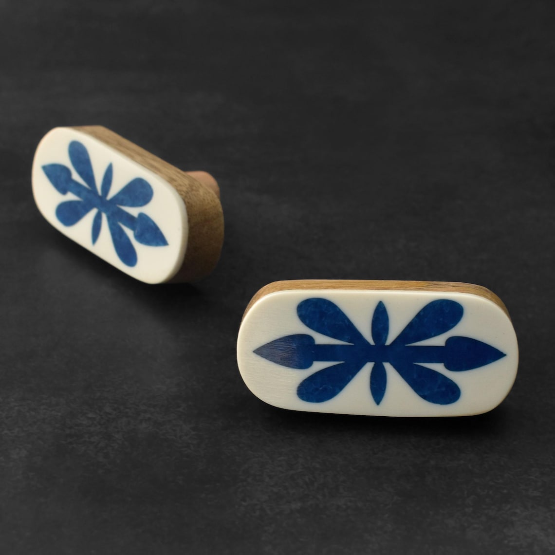 White and Blue Bone Inlay Cabinet Drawer Handle Wooden Door Handles ...