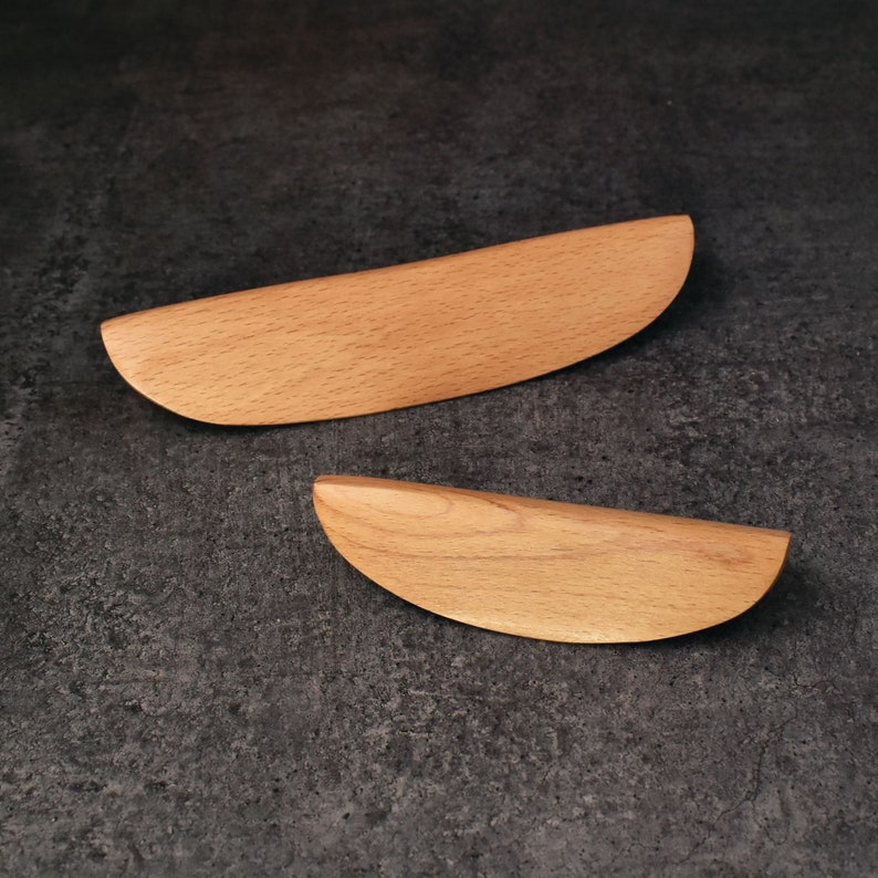 Wood Cabinet Drawer Knobs Wooden Door Handles Half Moon - Etsy