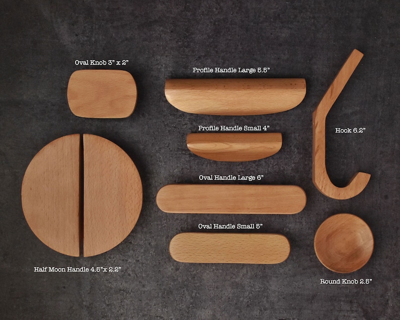 Wood Cabinet Drawer Knobs Wooden Door Handles Half Moon - Etsy