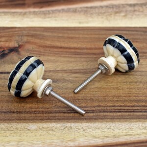 Black and White Bone Inlay Cabinet Drawer Knob, Shabby Chic Cabinet Knob and Pull, Vintage ...