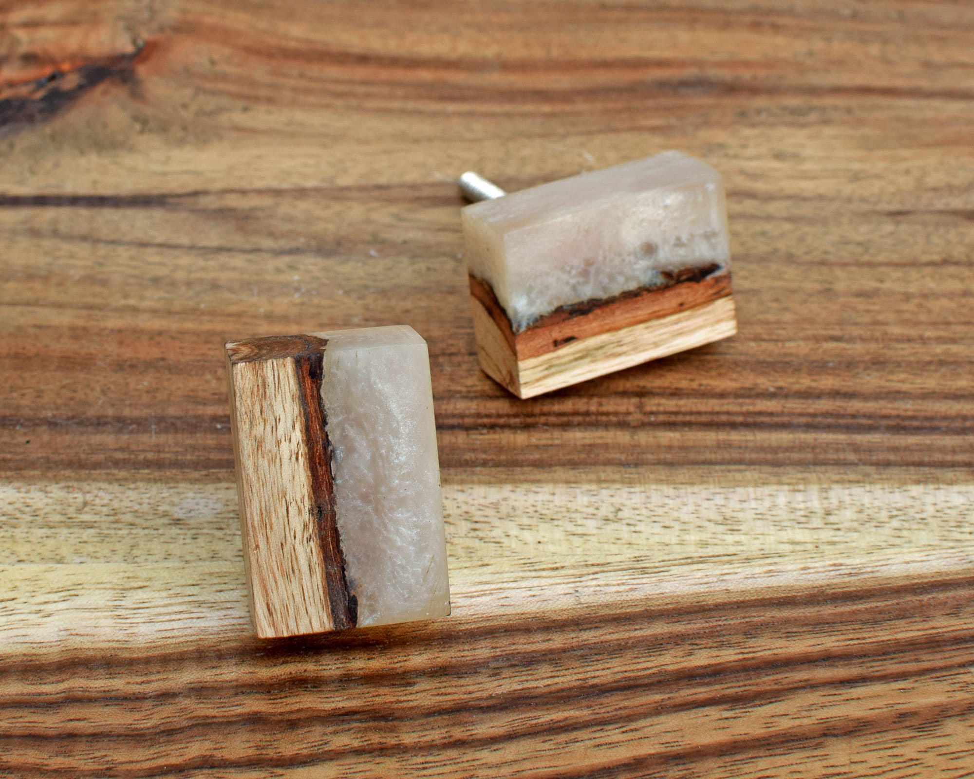 Wood Resin Geo Cabinet Drawer Knob, Antique Wood Unique Dresser Knob ...