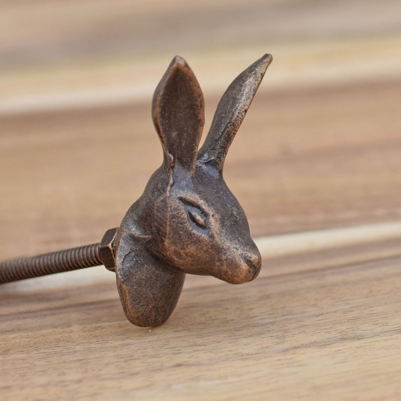 Set of Rabbit Metal Cabinet Drawer Knob Hare Animal Cupboard - Etsy