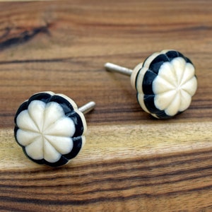 Black and White Bone Inlay Cabinet Drawer Knob, Shabby Chic Cabinet Knob and Pull, Vintage ...