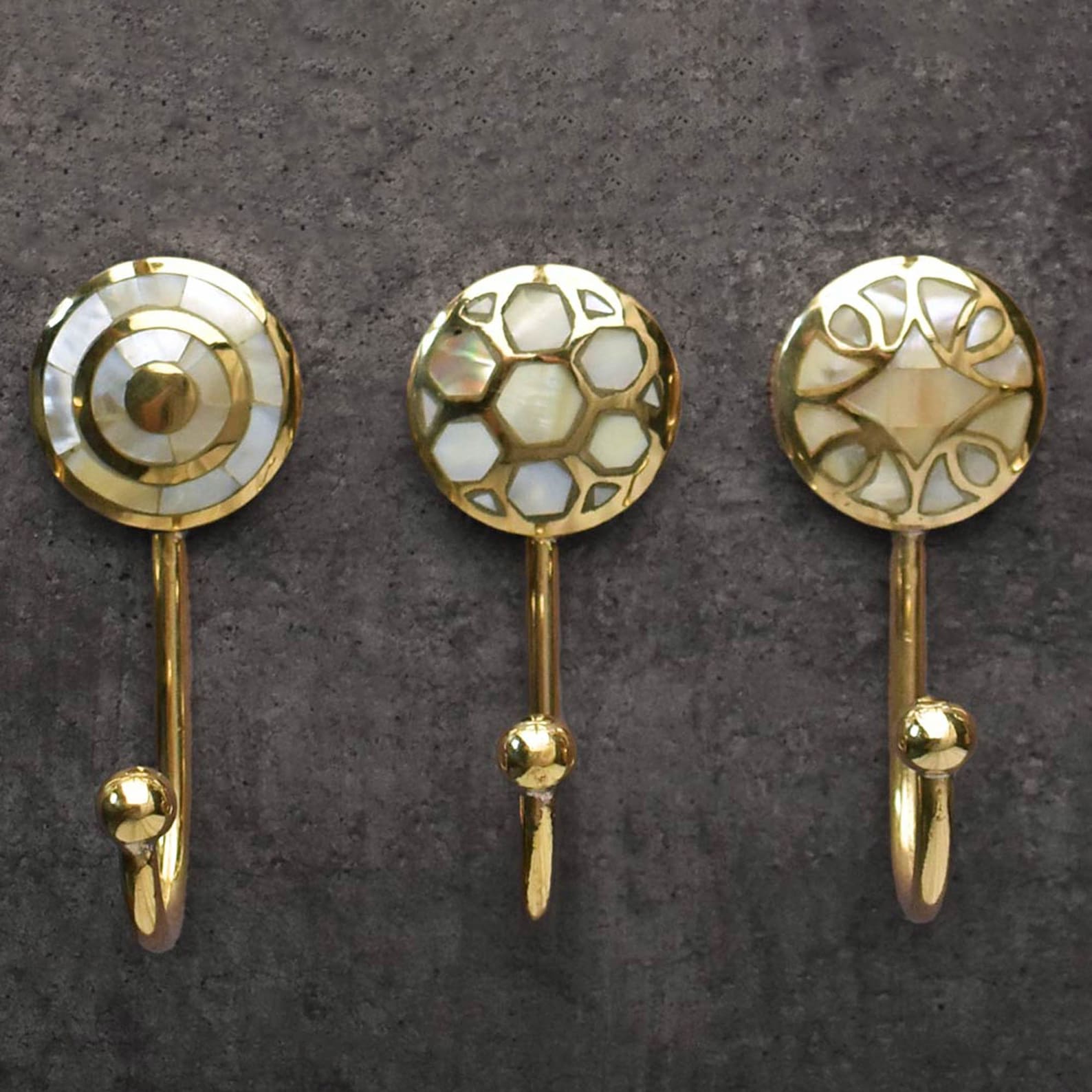Decorative Brass Coat Hooks Wall Hooks Mother of Pearl Key Hooks Hangers Wall Mount Towel Hook ...