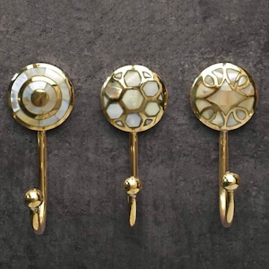 Decorative Brass Coat Hooks Wall Hooks Mother of Pearl Key Hooks ...