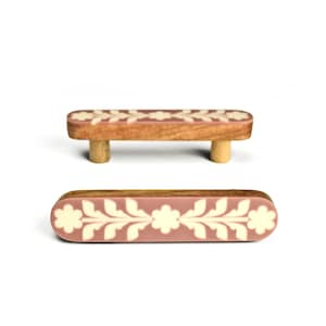 Resin Inlay Cabinet Drawer Handle Wooden Door Handles Green and Pink ...