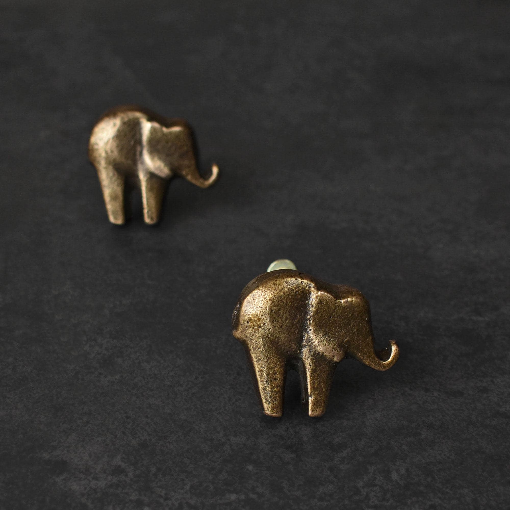 Elephant Metal Cabinet Knob Drawer Pull Antique Animal Dresser Drawer ...