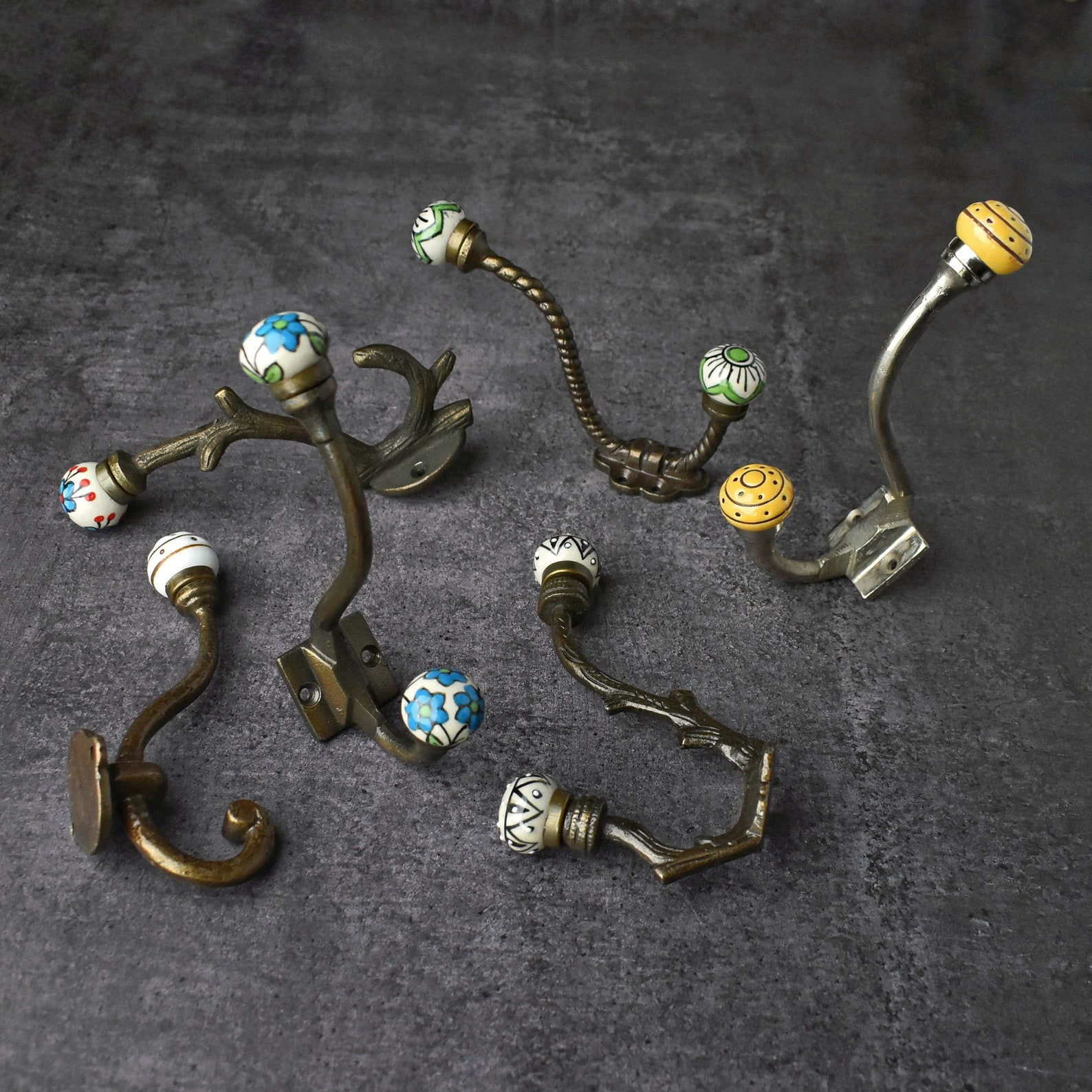 Vintage Ceramic Coat Hooks Hangers Antique Bronze Iron Wall - Etsy