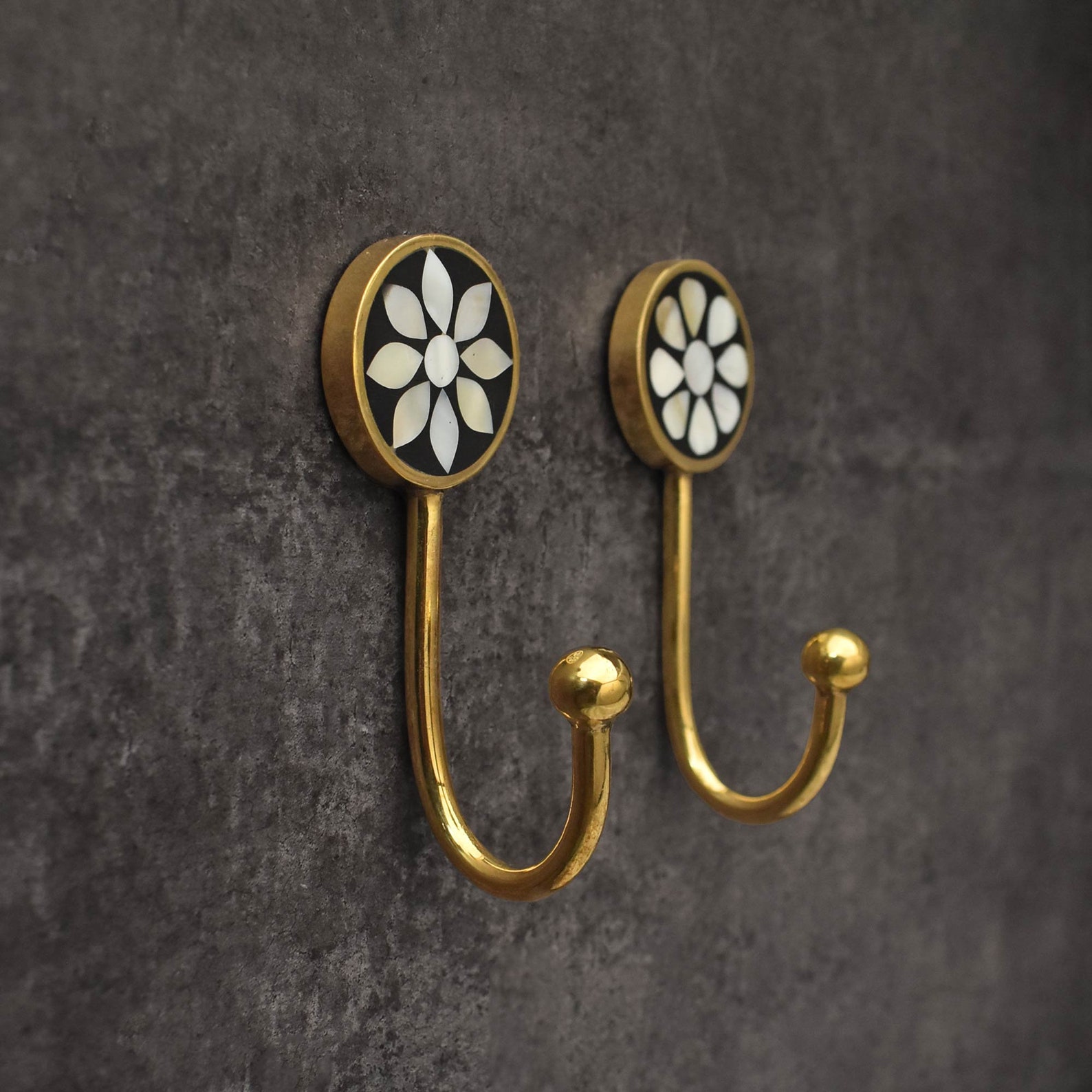Decorative Brass Coat Hooks Wall Hooks Mother of Pearl Key Hooks ...