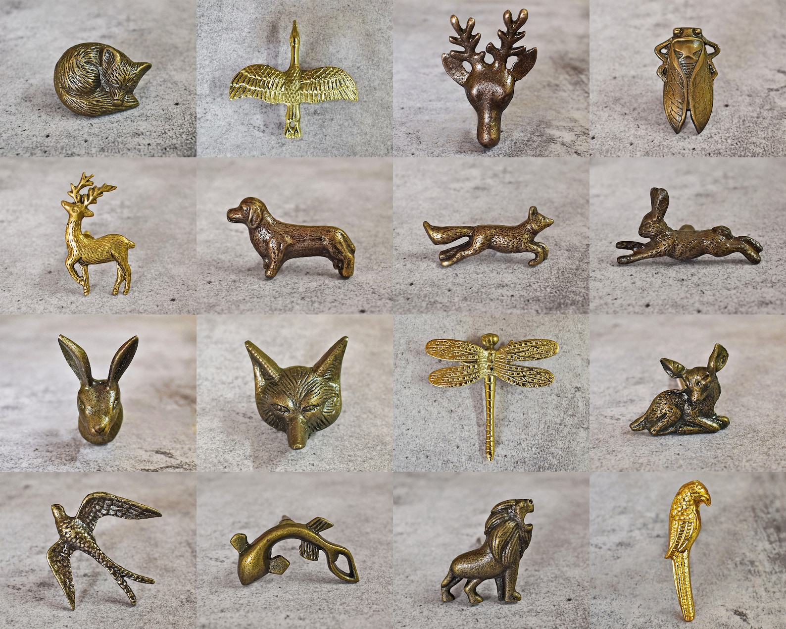 Vintage Animal Cabinet Drawer Knobs Handles Antique Bronze Animal Bird ...