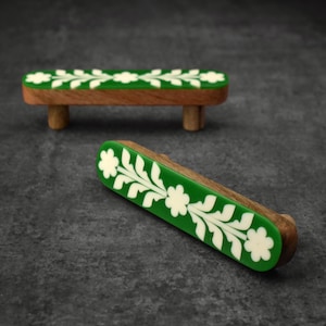 Resin Inlay Cabinet Drawer Handle Wooden Door Handles Green and Pink ...