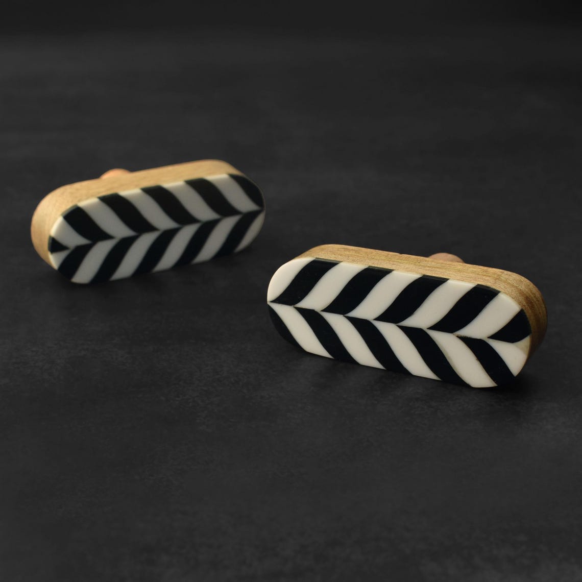 Black and White Resin Inlay Cabinet Drawer Handle Wooden Door Handles ...