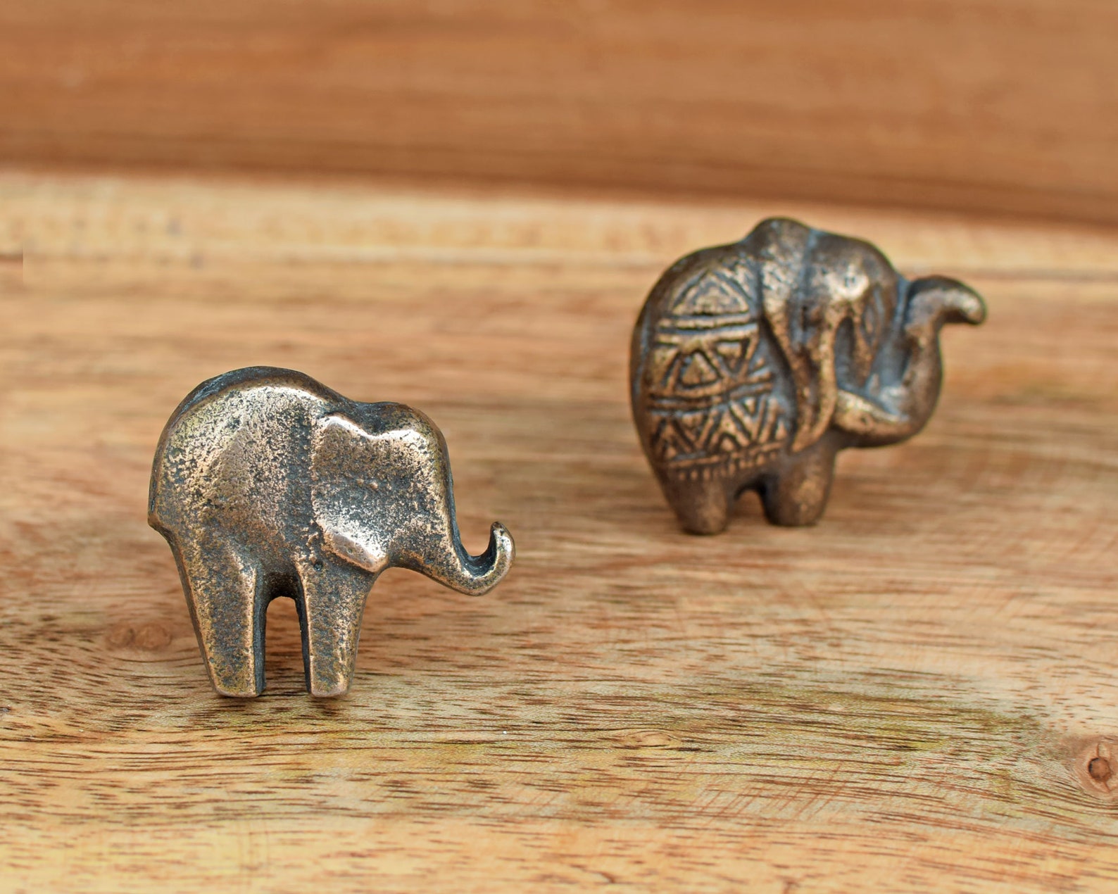 Set of Elephant Metal Cabinet Knob Drawer Pull, Antique Animal Dresser ...
