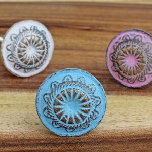 Set of Shabby Chic Metal Drawer Knob, Antique Dresser Drawer Pull, Round Cupboard Kitchen Door ...