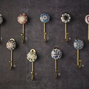 Decorative Ceramic Gold Coat Hooks Vintage Wall Hooks Coat Rack Wall ...