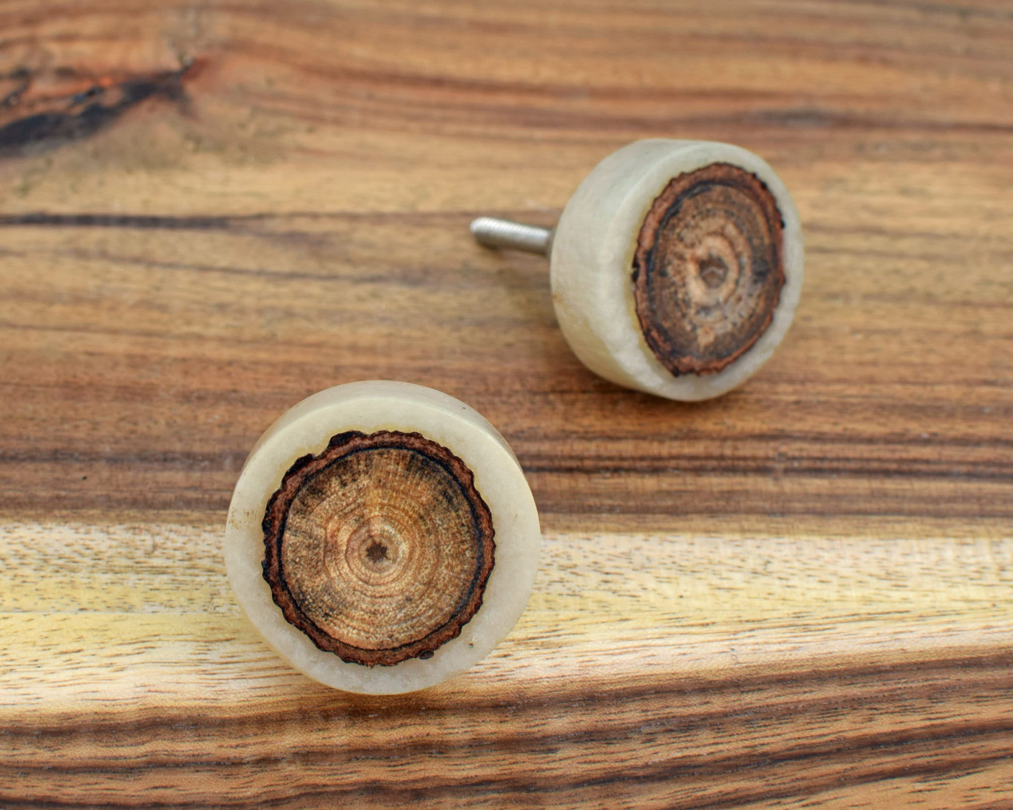Wood Resin Geo Cabinet Drawer Knob, Antique Wood Unique Dresser Knob ...