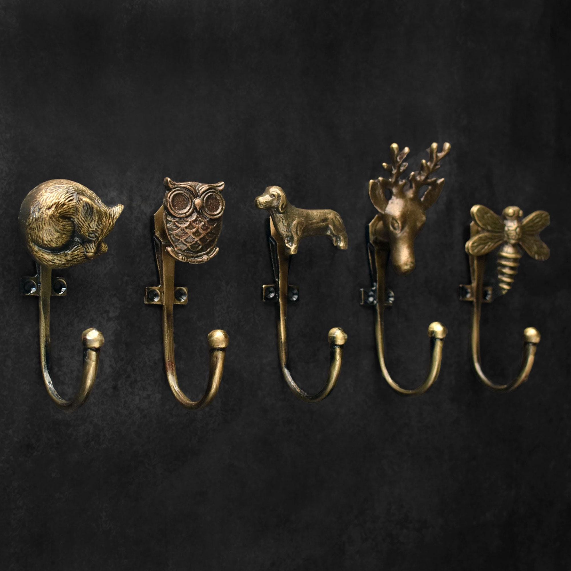 Animal Wall Hooks Hangers, Antique Iron Coat Hooks, Insect Bird Animal ...