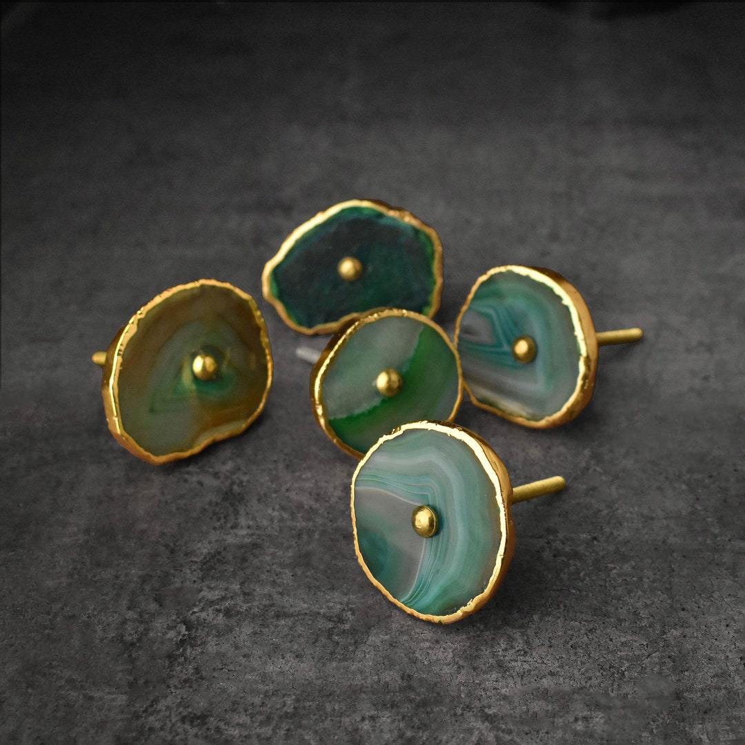 Green Agate Stone Drawer Knob Agate Cabinet Dresser Knob Swirled Agate Gold Cabinet Knob Pull - Etsy