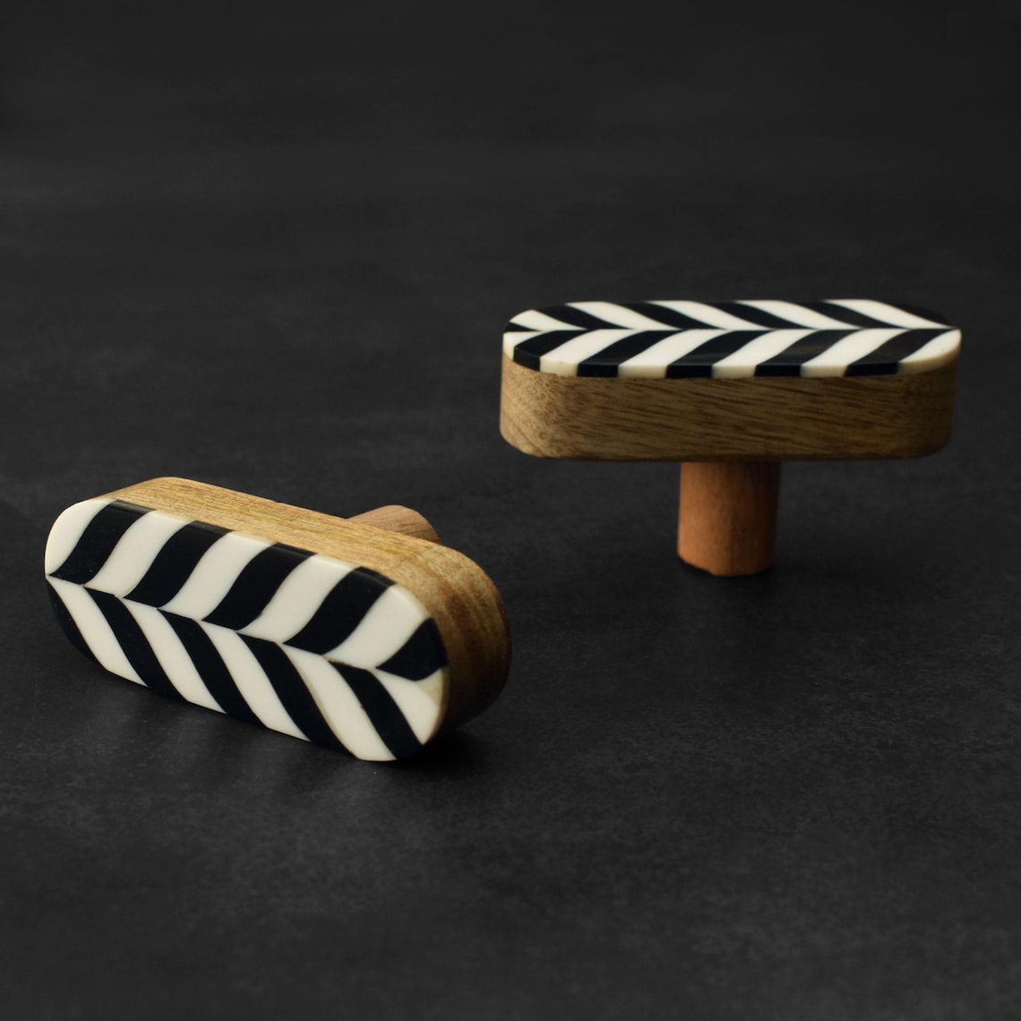 Black and White Resin Inlay Cabinet Drawer Handle Wooden Door Handles ...