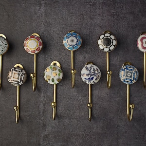 Decorative Ceramic Gold Coat Hooks Vintage Wall Hooks Coat Rack Wall ...