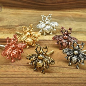 Set of Insect Metal Cabinet Drawer Knob, Bee Bug Cicada Cupboard Door ...