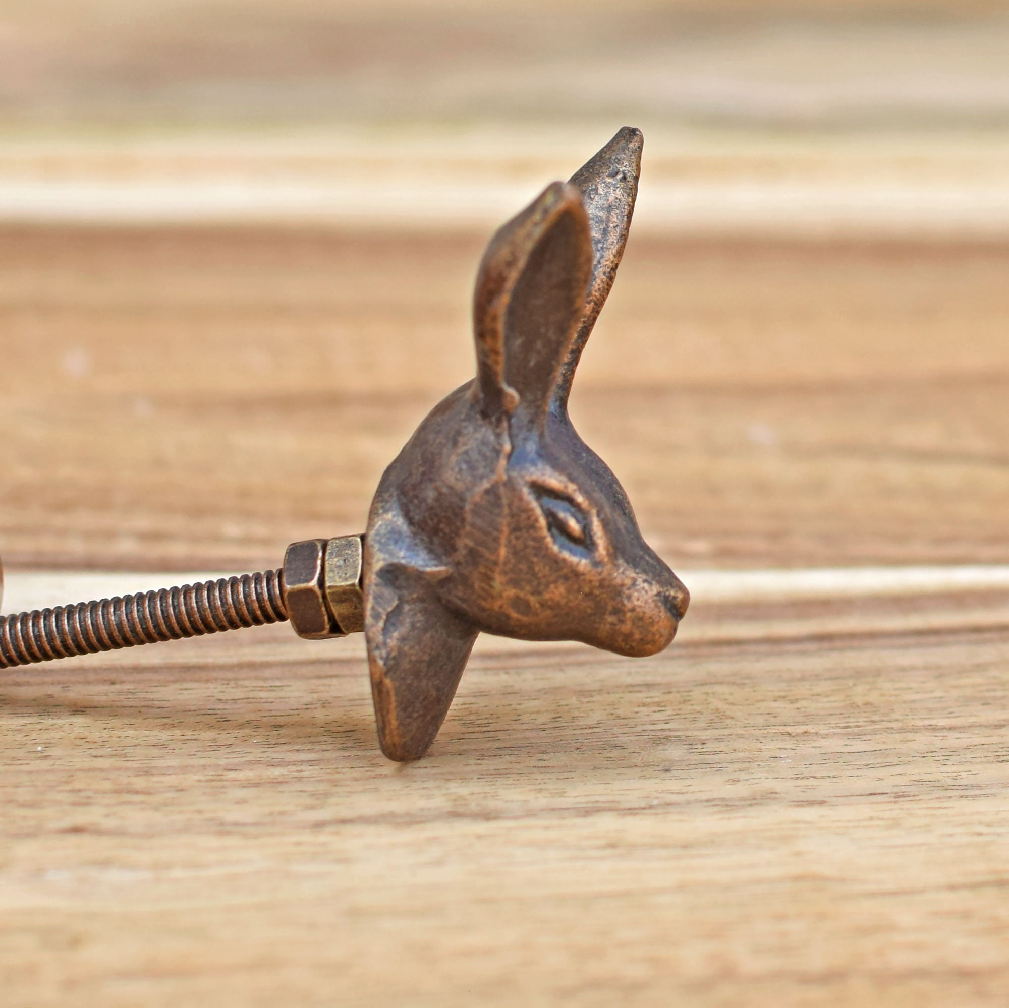 Set of Rabbit Metal Cabinet Drawer Knob Hare Animal Cupboard - Etsy
