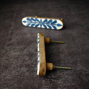 White and Blue Bone Inlay Cabinet Drawer Handle Wooden Door Handles ...