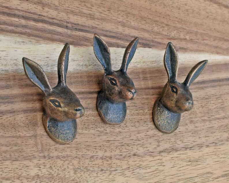 Set of Rabbit Metal Cabinet Drawer Knob Hare Animal Cupboard - Etsy