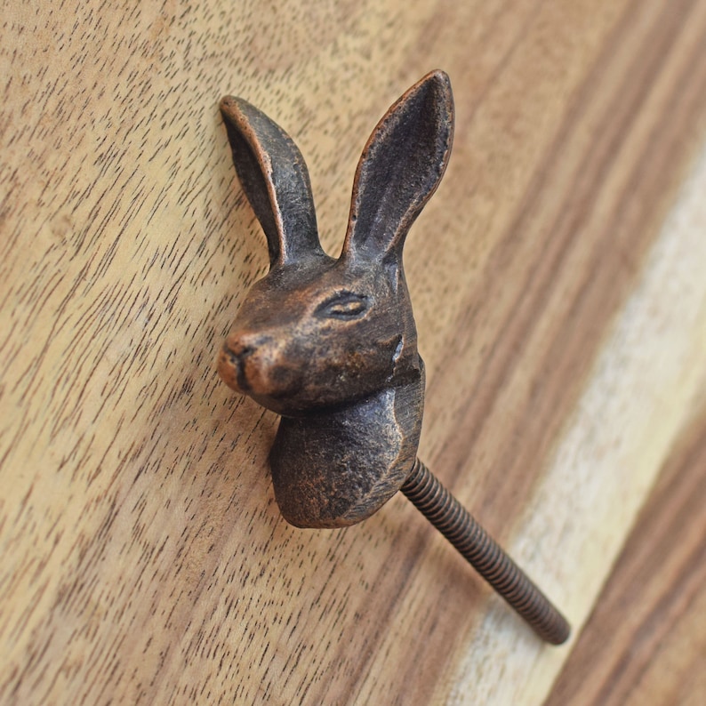 Set of Rabbit Metal Cabinet Drawer Knob Hare Animal Cupboard - Etsy