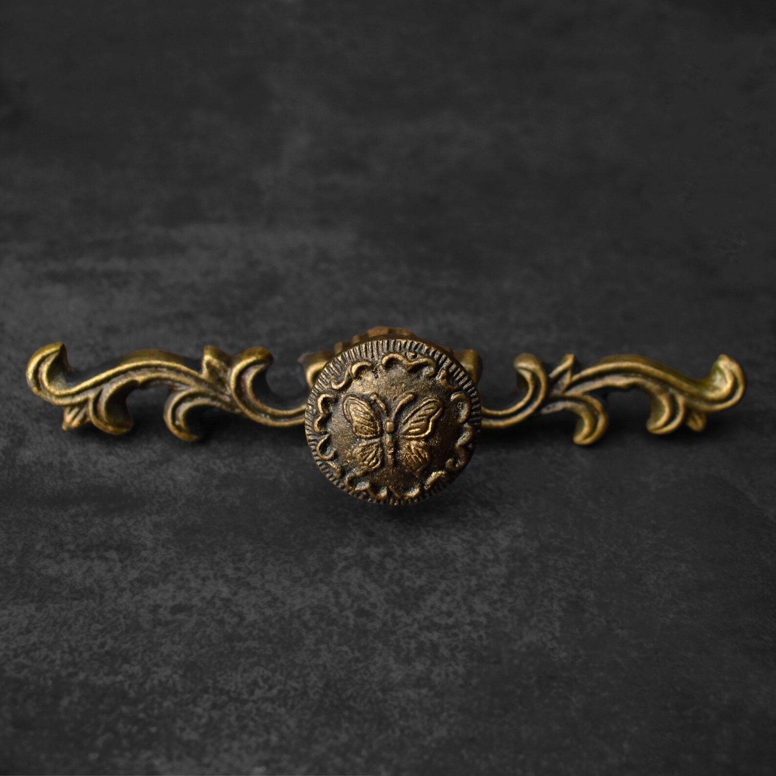 Antique Brass Victorian Cabinet Drawer Pull Handle Antique Kitchen ...