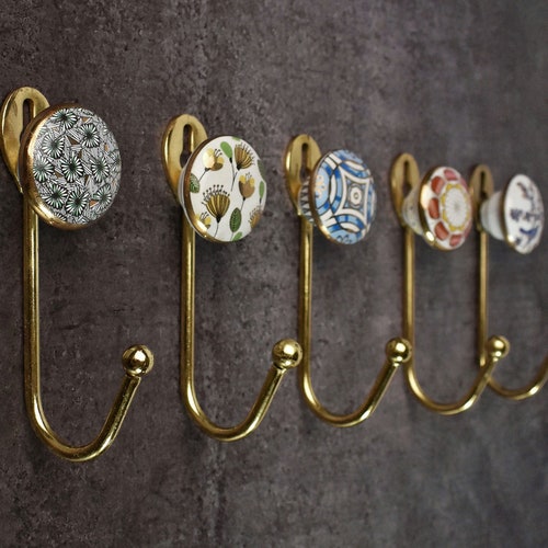 Decorative Ceramic Gold Coat Hooks Vintage Wall Hooks Coat - Etsy