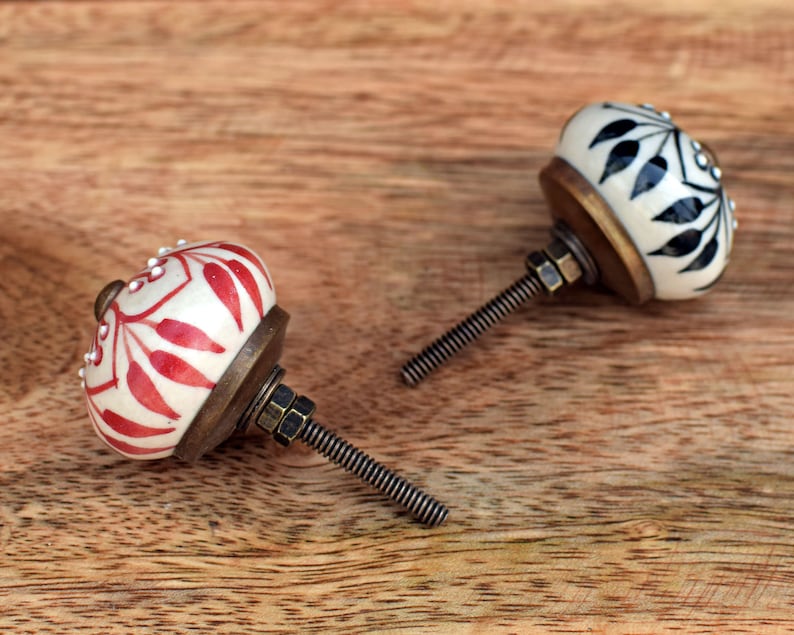 Set of Ceramic Cabinet Knobs Drawer Pulls Floral Ceramic - Etsy