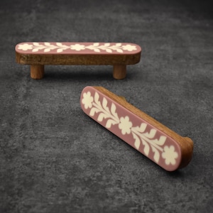 Resin Inlay Cabinet Drawer Handle Wooden Door Handles Green and Pink ...