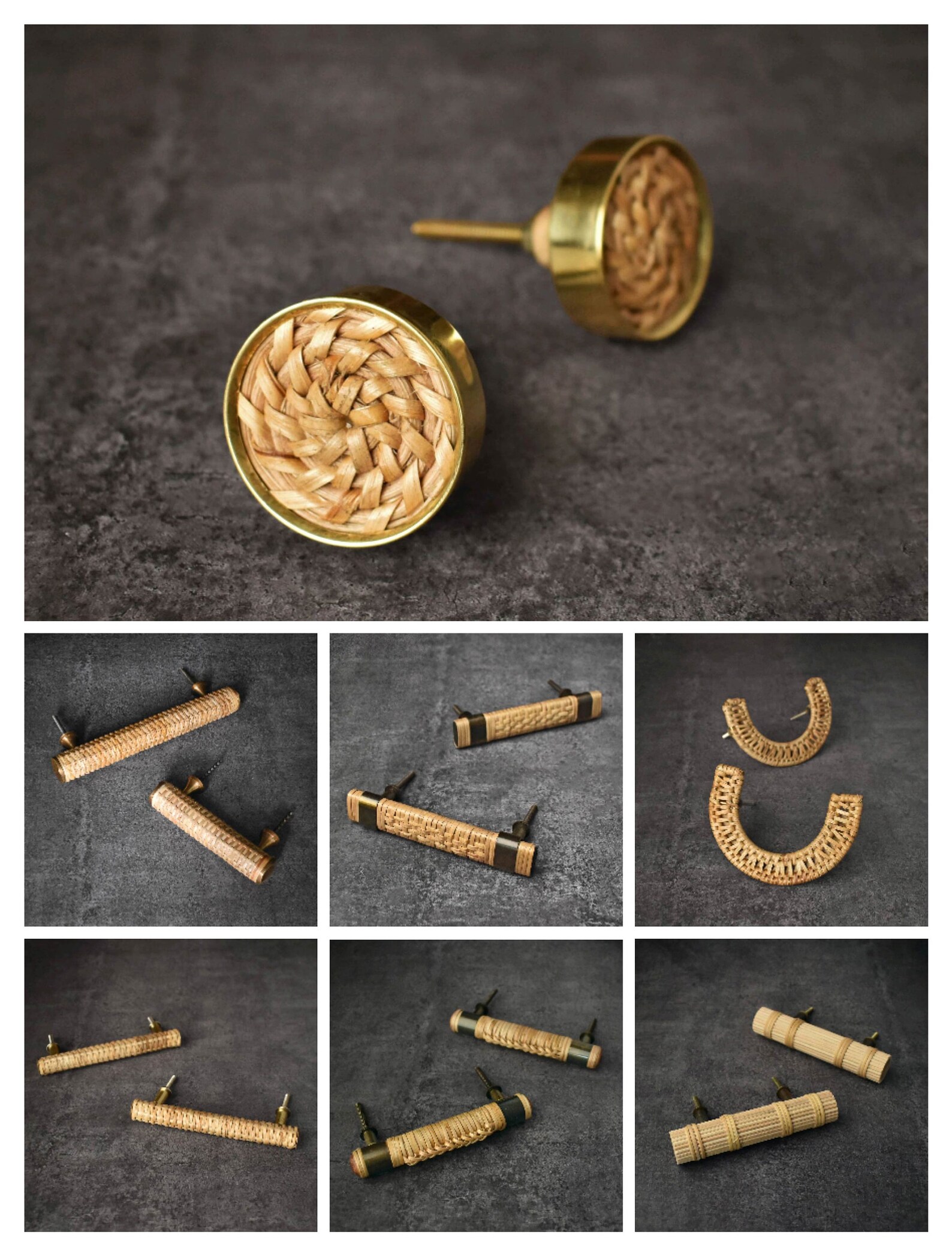 Rattan Cabinet and Drawer Handles Rattan Brass Dresser Drawer Knobs ...
