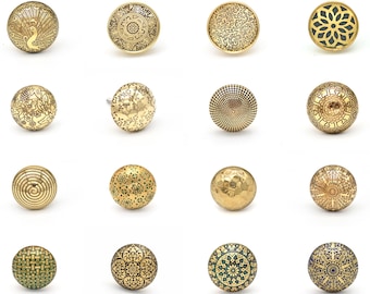 Hammered Solid Brass Round Knobs, Round Cabinet Knobs, Modern Drawer Knob Handles, Furniture ...