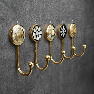 Decorative Brass Coat Hooks Wall Hooks Mother of Pearl Key Hooks ...