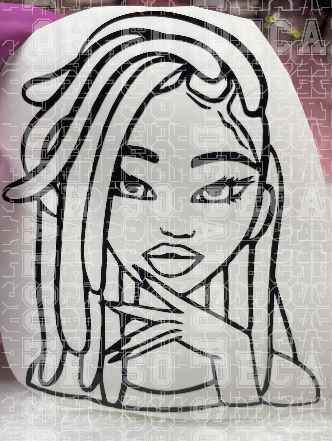 Dreadlocks Cute Woman Vinyl Decal Headwrap Cutie Decal Permanent Vinyl ...