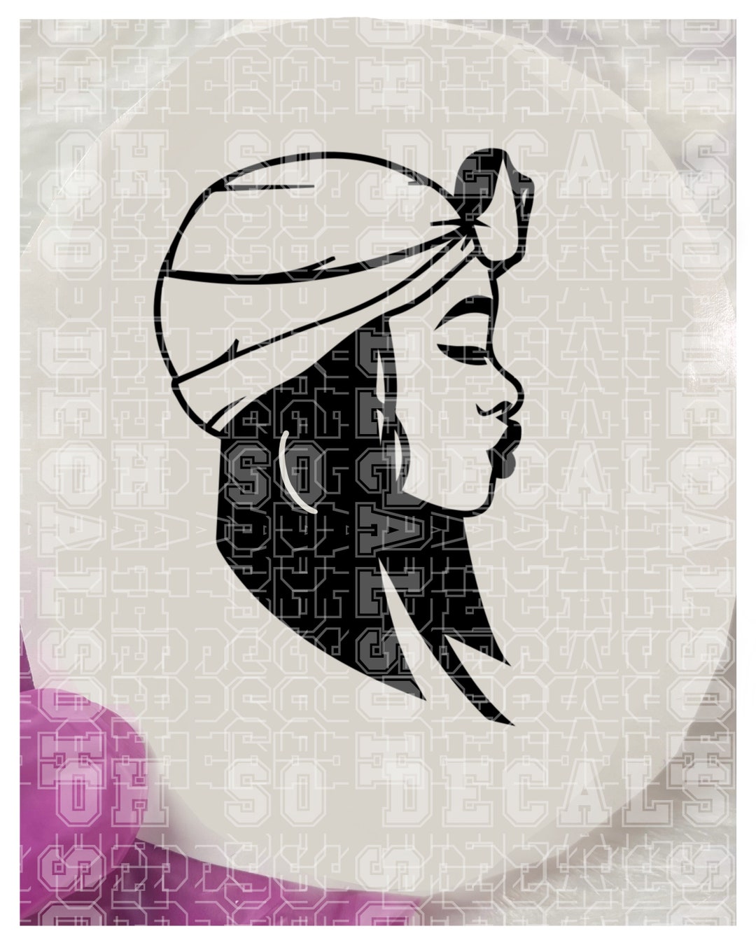 Woman With Head Wrap Vinyl Decal Cutie Decal Permanent Vinyl Decal Car ...
