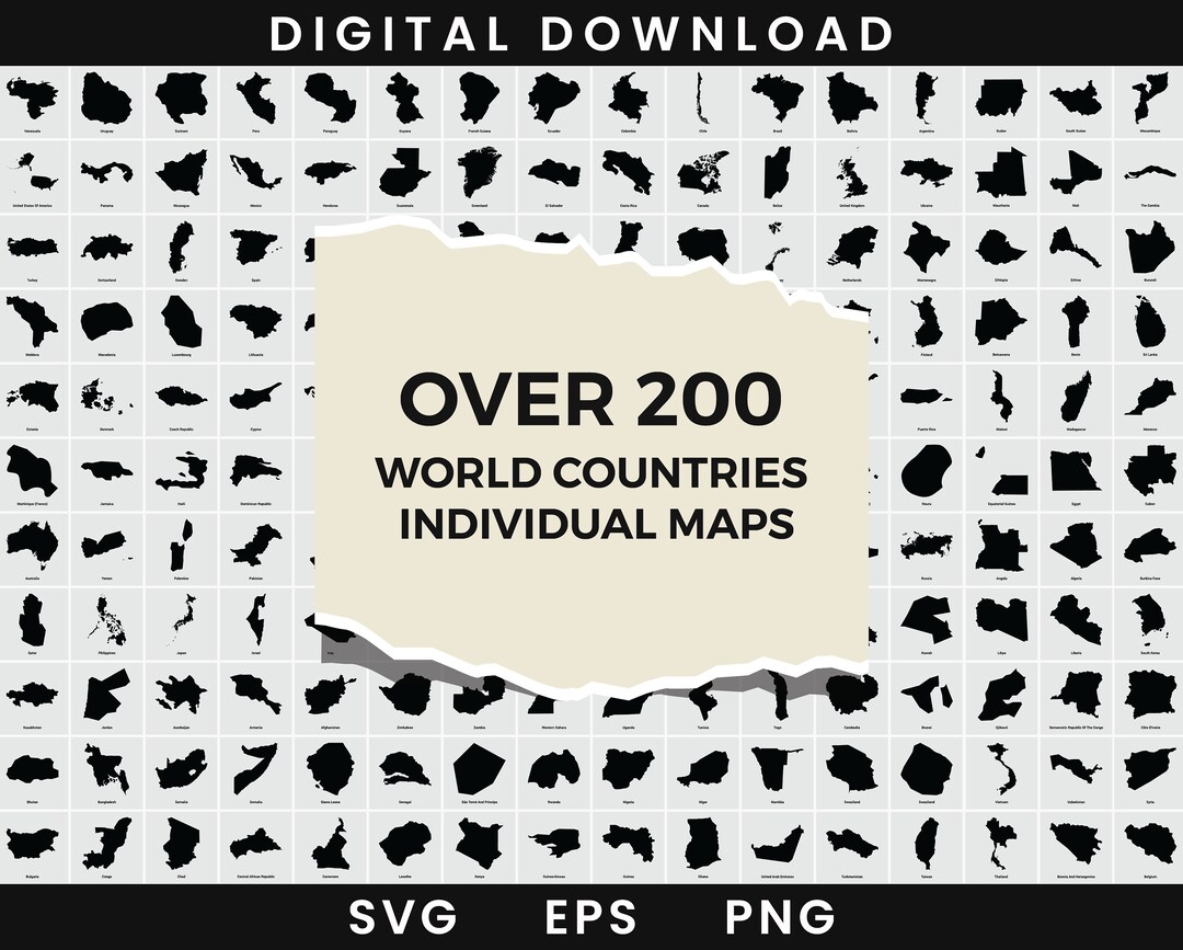 Map SVG Countries Map SVG Bundle World Countries Maps SVG - Etsy New ...