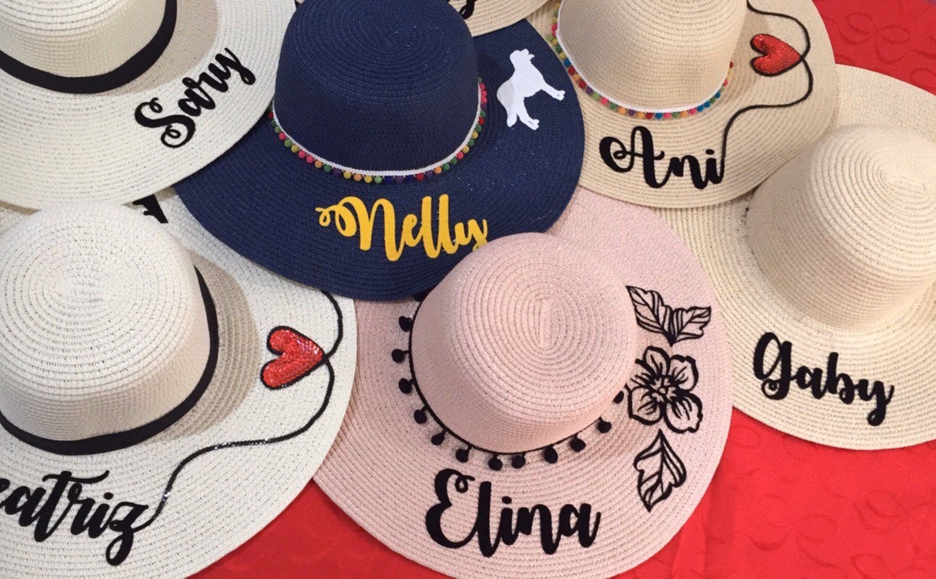 Floppy Blue Beach Sequin Vinyl Hat Personalized Bride Hat | Etsy