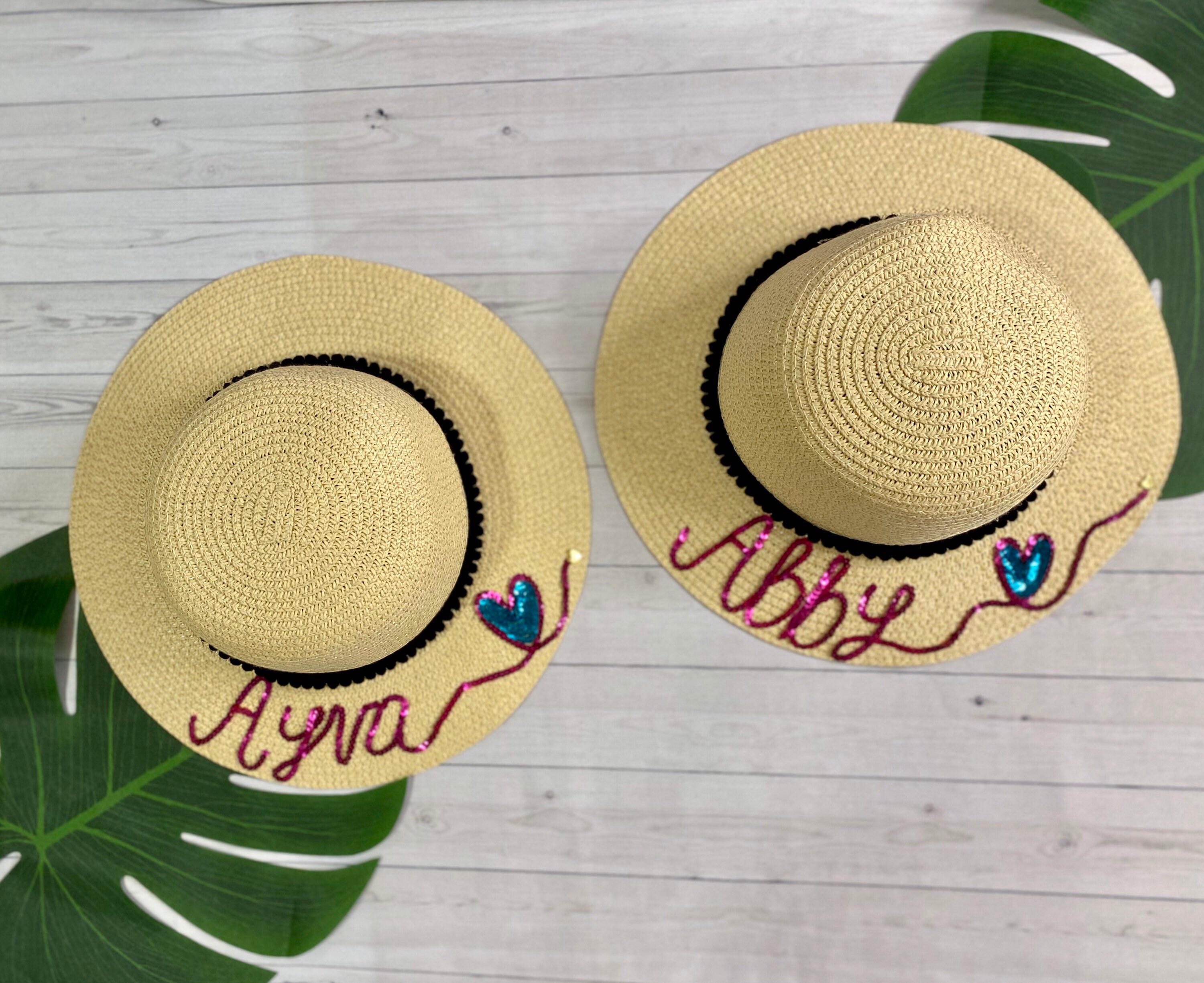 Babies Girls Teens Custom Sequin Beach Floppy Pom Pom Sun | Etsy