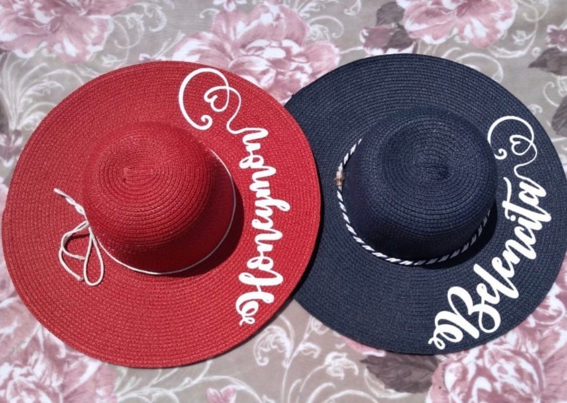 Floppy Blue Beach Sequin Vinyl Hat Personalized Bride Hat | Etsy