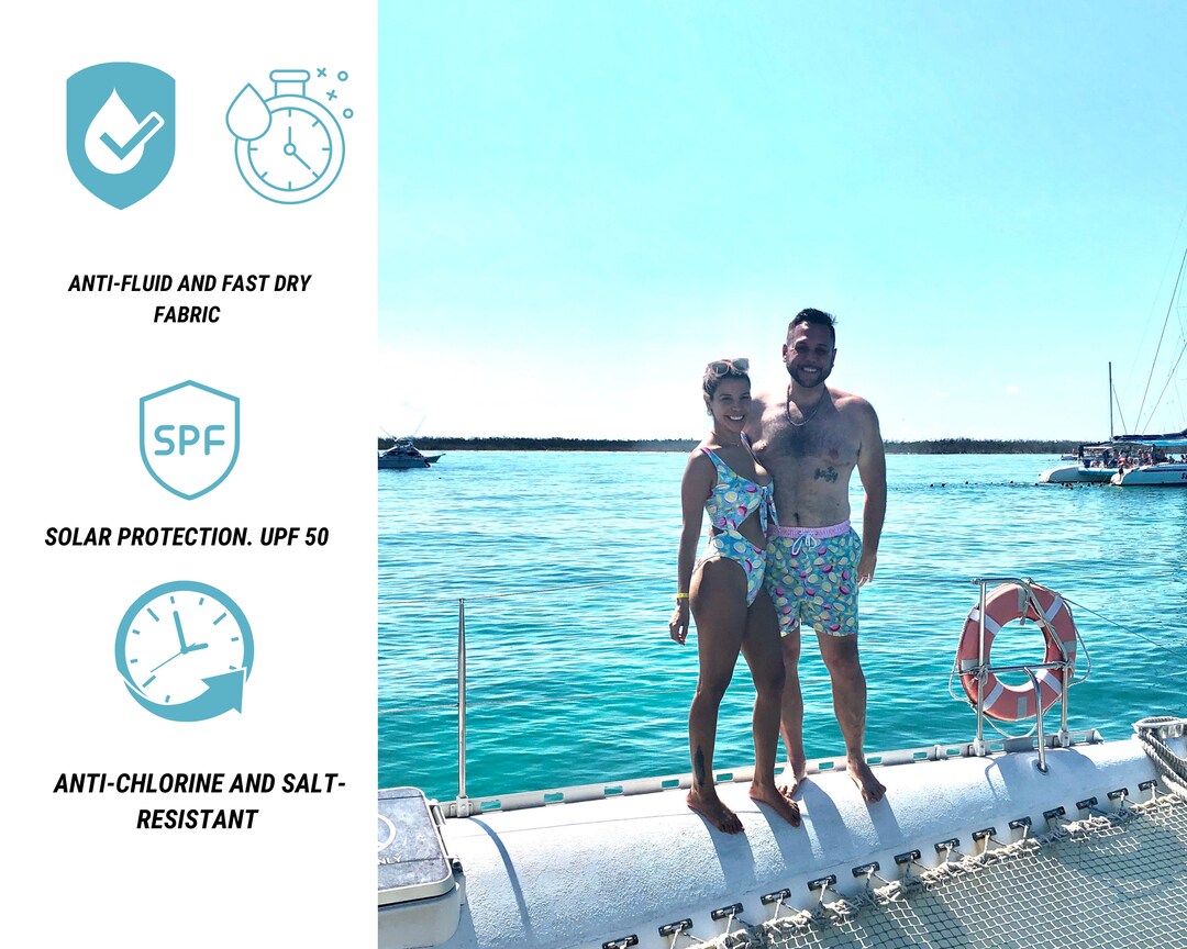 Pink Lemonade Couples Matching Tropical Swimsuit Swimwear Swimming ...