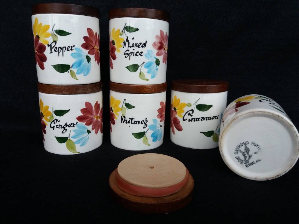 Toni Raymond Pottery Spice Jars. Ceramic. Wooden Lids. West - Etsy