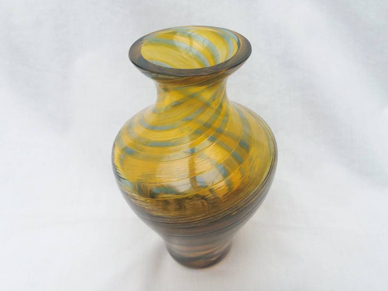 Vintage Caithness Glass Tartan Twist Bud Vase. Topaz Glass. Orange ...
