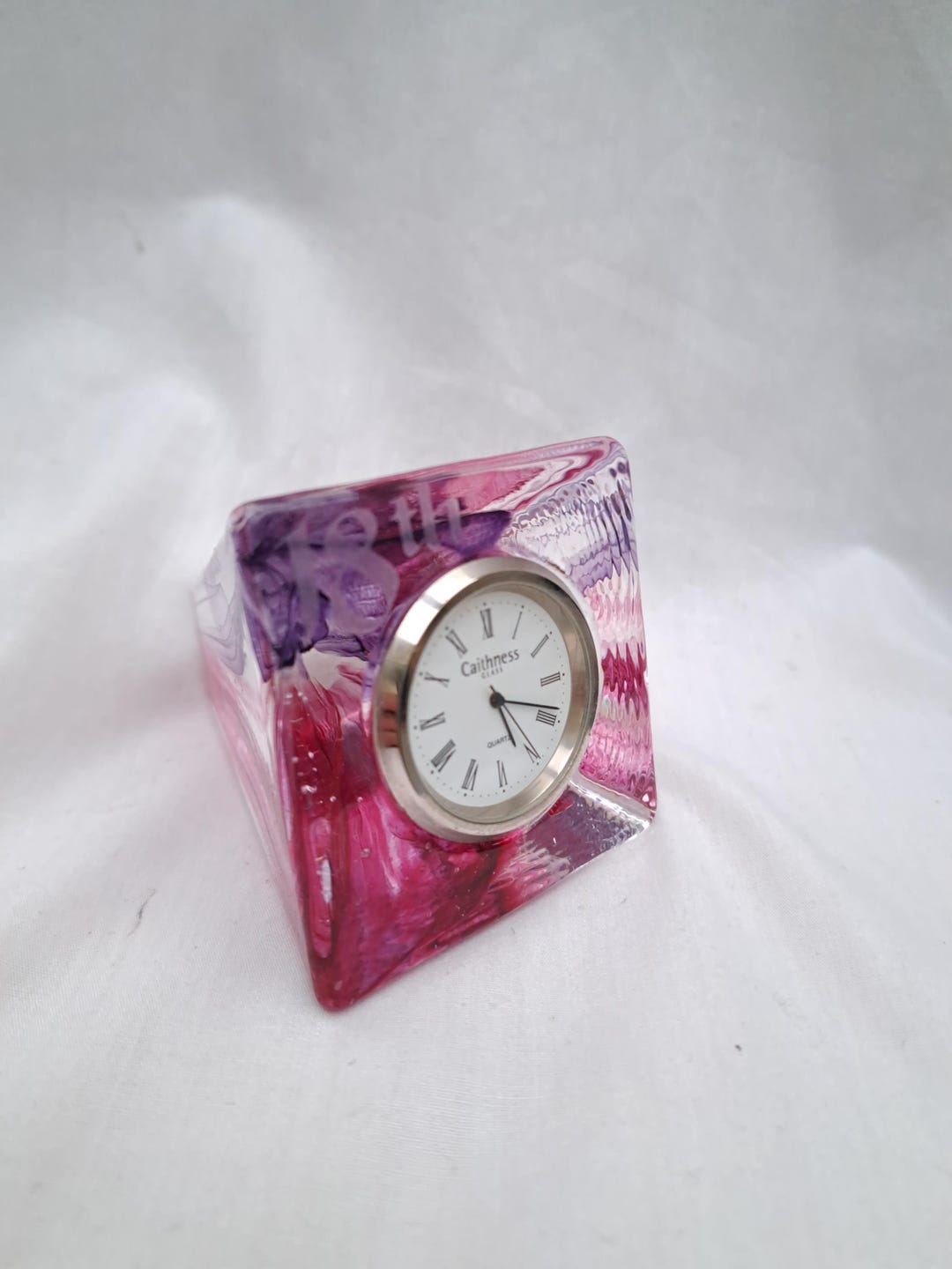 Vintage Caithness Glass Paperweight Desk Clock. Battery Operated. 18th ...