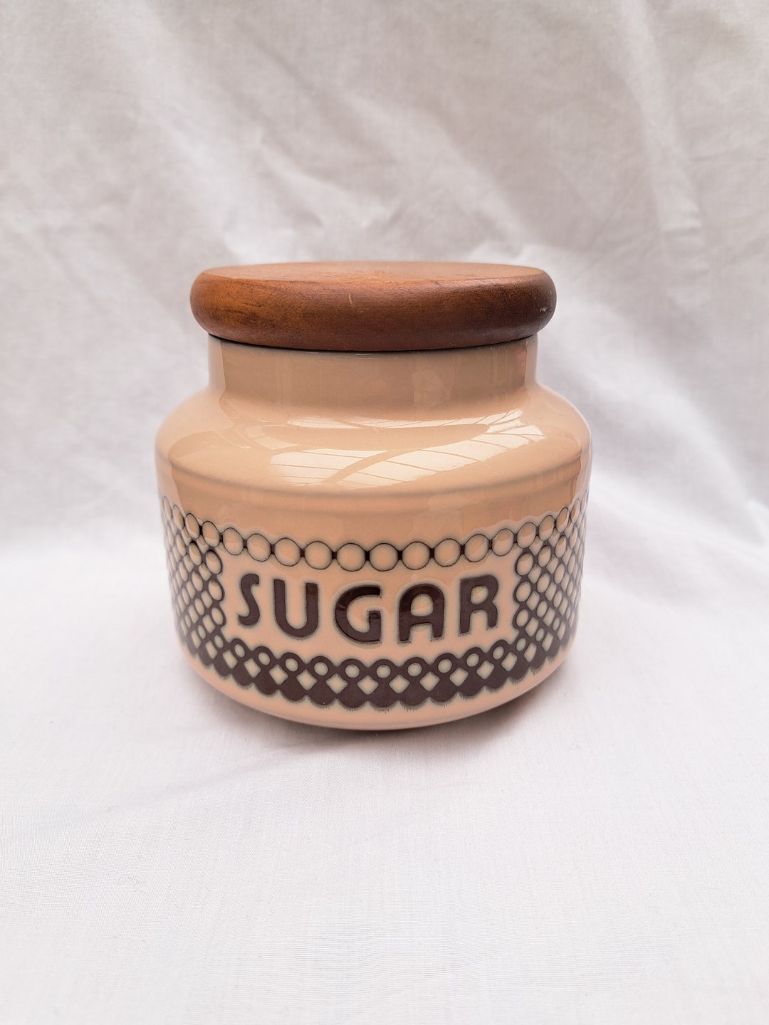 Vintage Hornsea Coral Sugar Canister With Wooden Lid. 1980s. Lancaster ...