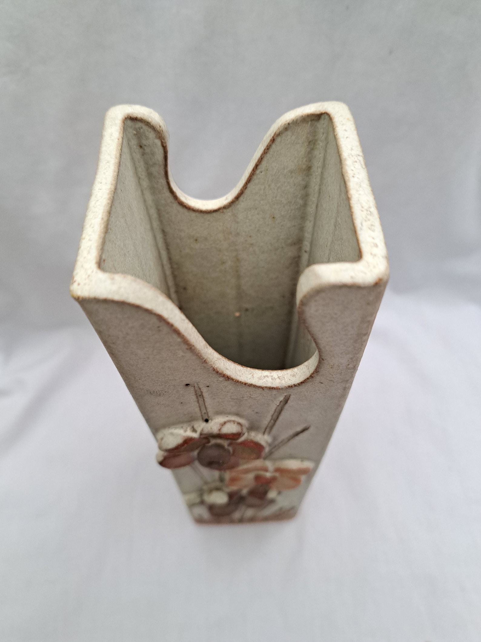 Vintage Milton Pottery Stoneware Vase. Partial Glazing and Relief Decor ...